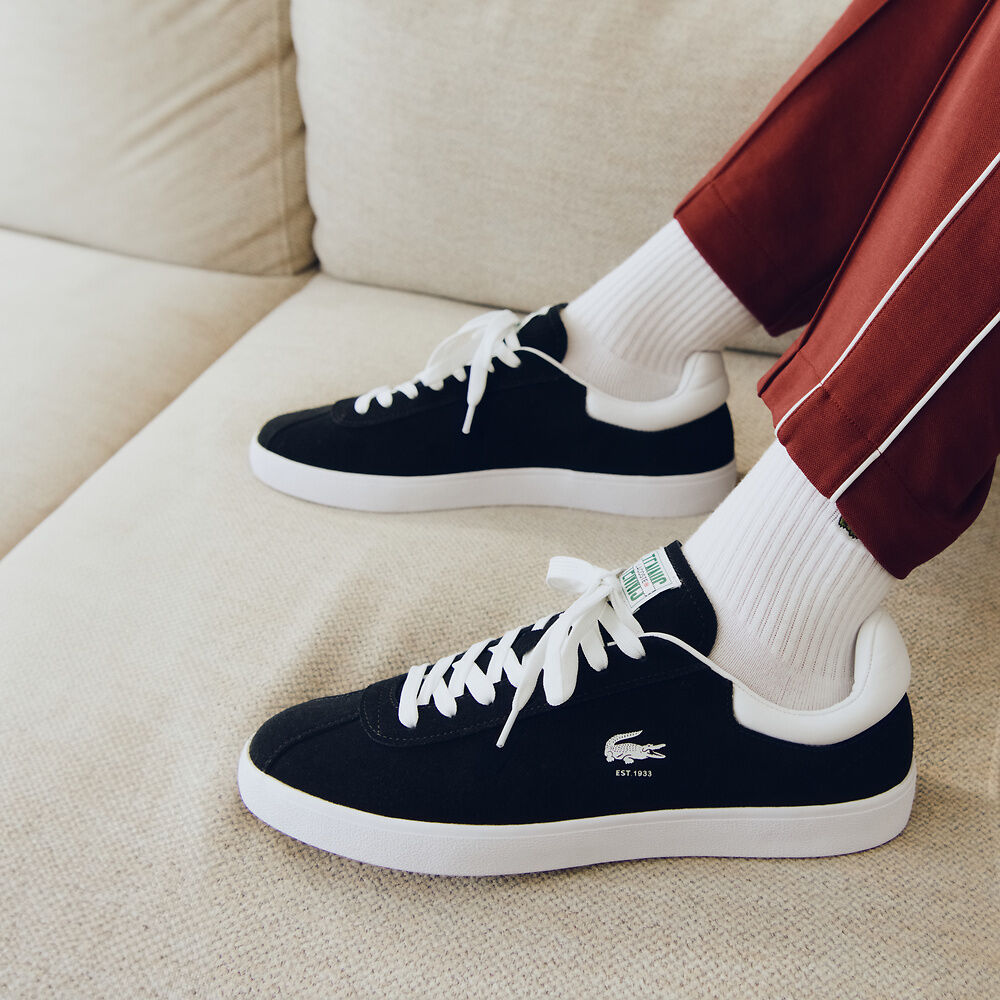 Men's Baseshot Suede Sneakers Black & White | Lacoste