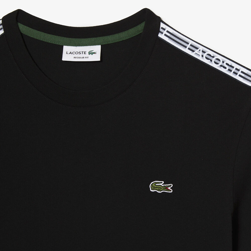 Men's Lacoste Regular Fit Logo Stripe T-shirt Black | Lacoste